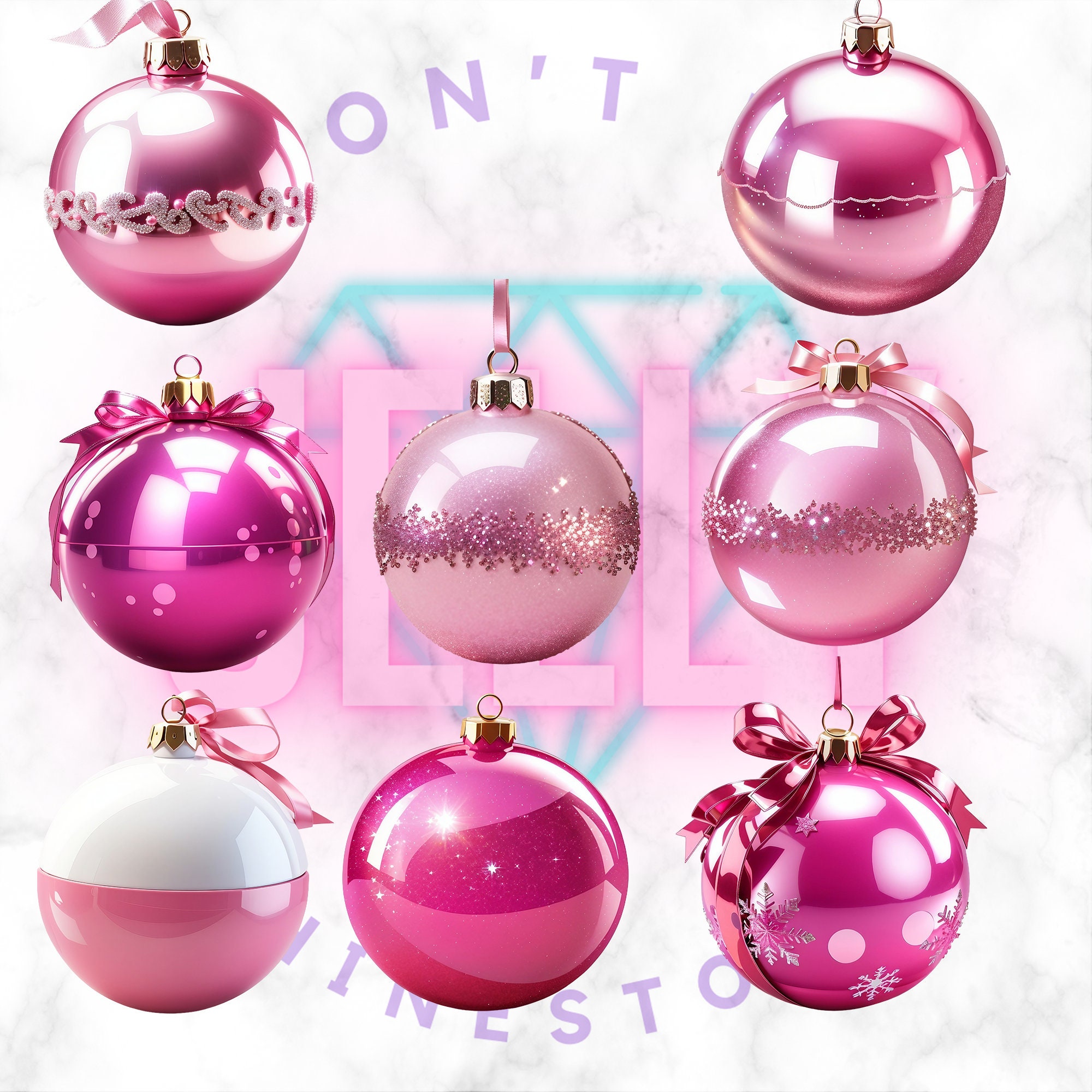 Pink Christmas Bauble Clipart, 8 High Quality PNG, Christmas Ornament ...
