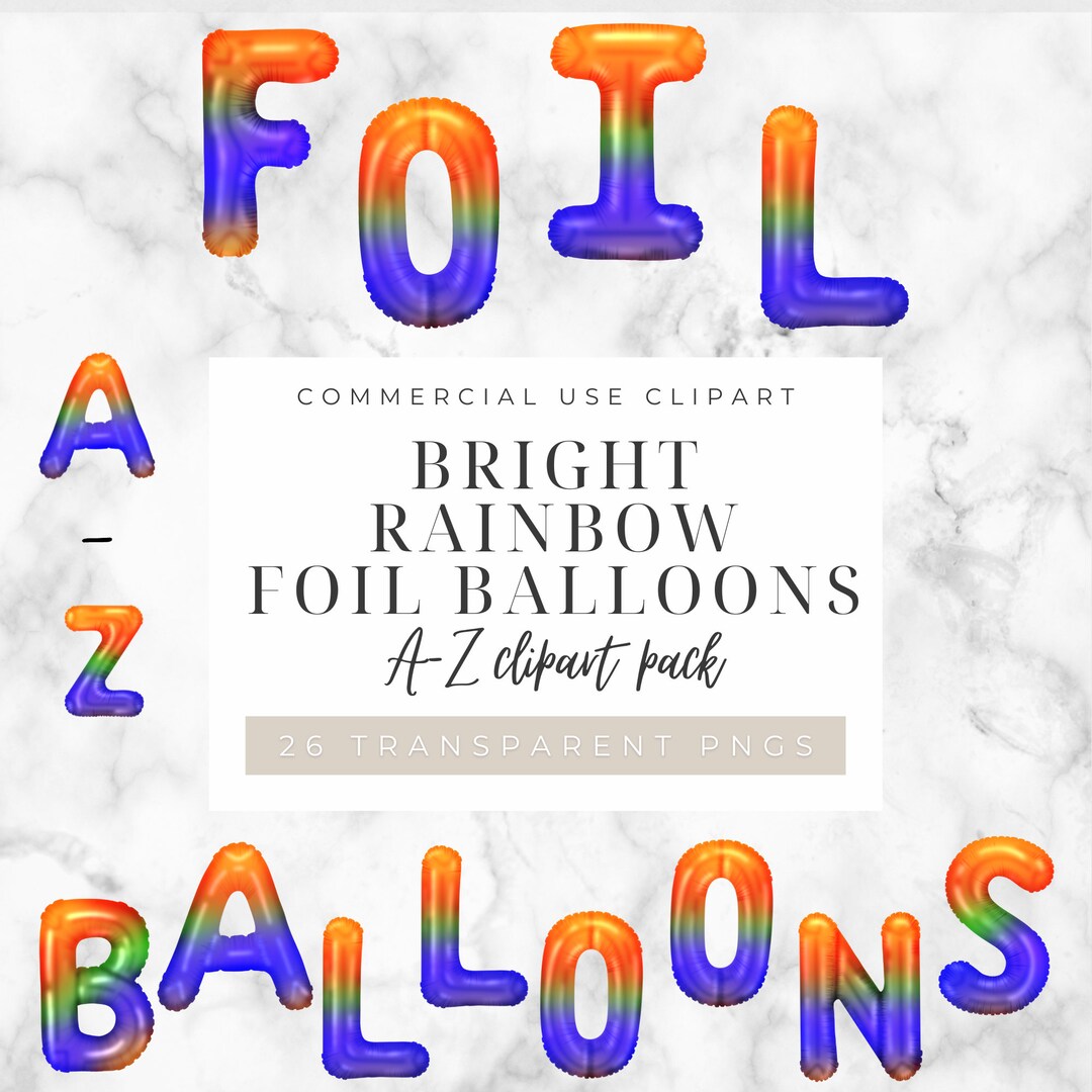 Foil Balloon Alphabet Clipart Bold Letters | Party Balloon Clip Art ...