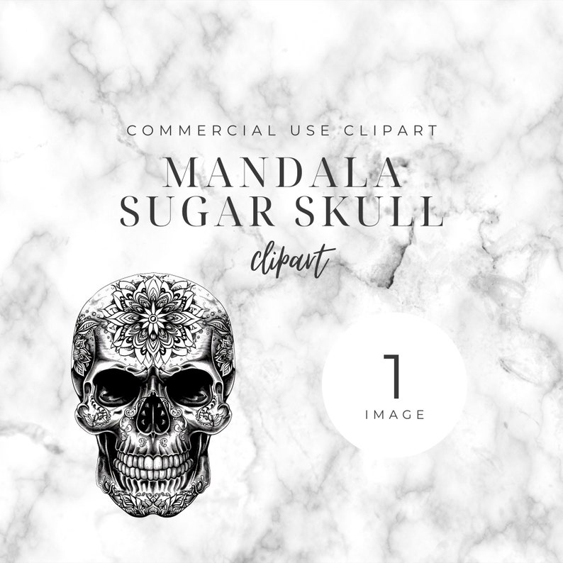 Sugar Skulls Line Art Clipart, Mandala Skull Clip Art Graphic ...