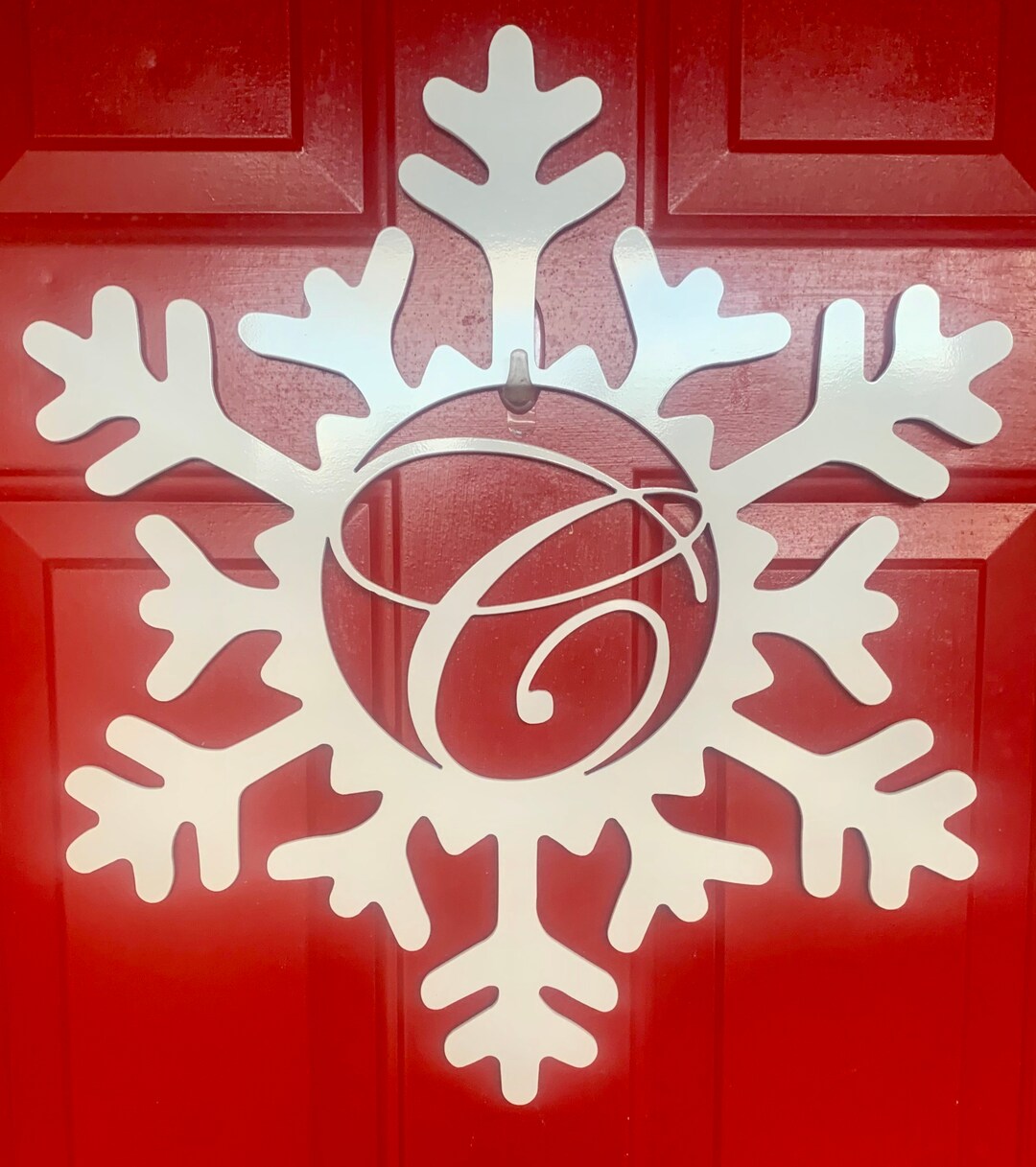 Metal Snowflake Door Sign With Script Letter - Etsy