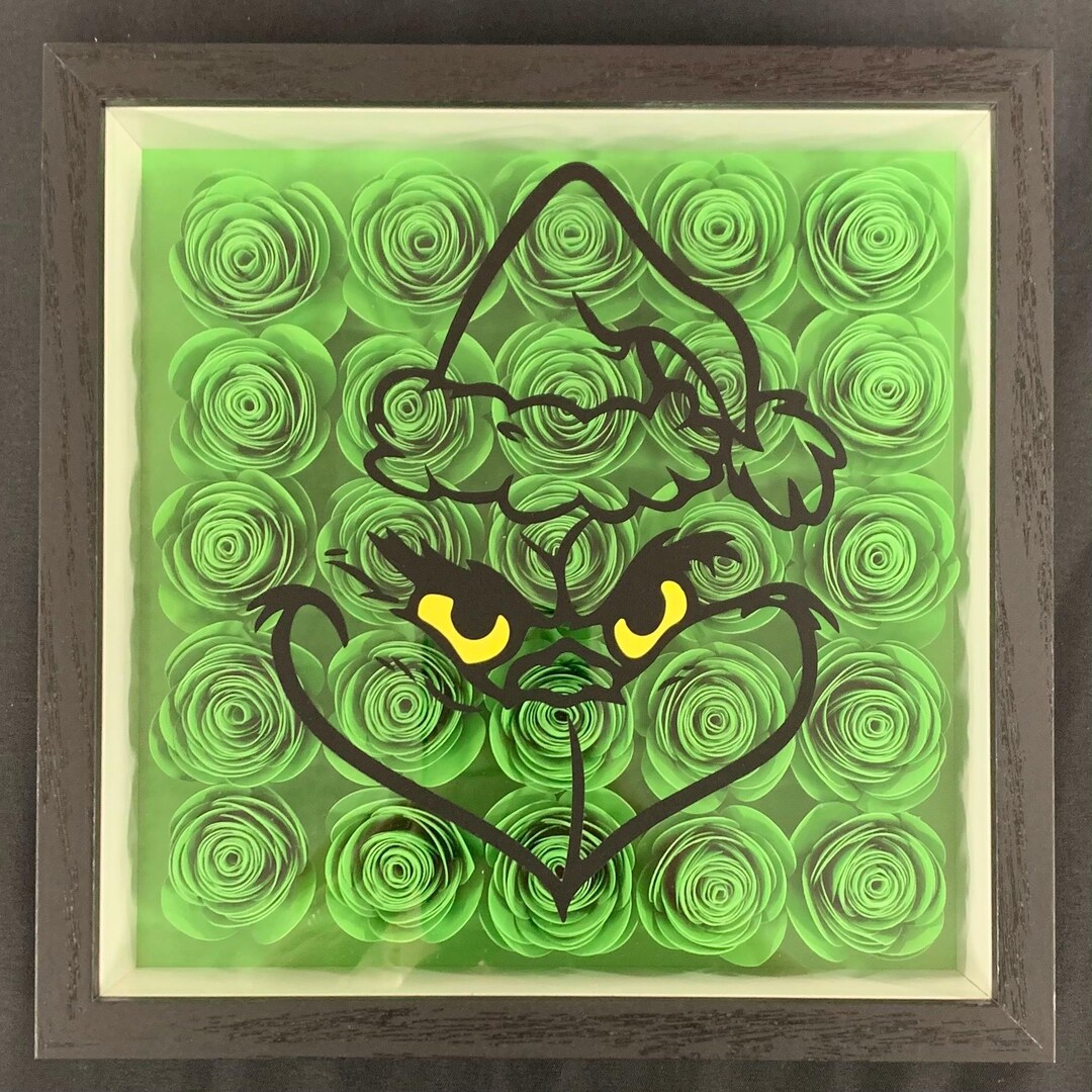 Paper Flower Shadow Box - Grinch - Etsy