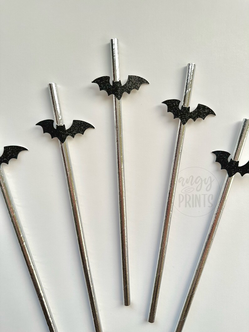 Bat Halloween Straws | Spooky Till Death Do Us Party Theme Metallic ...