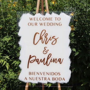 Bilingual Welcome Wedding Acrylic Sign | Bienvenidos A Nuestra Boda ...