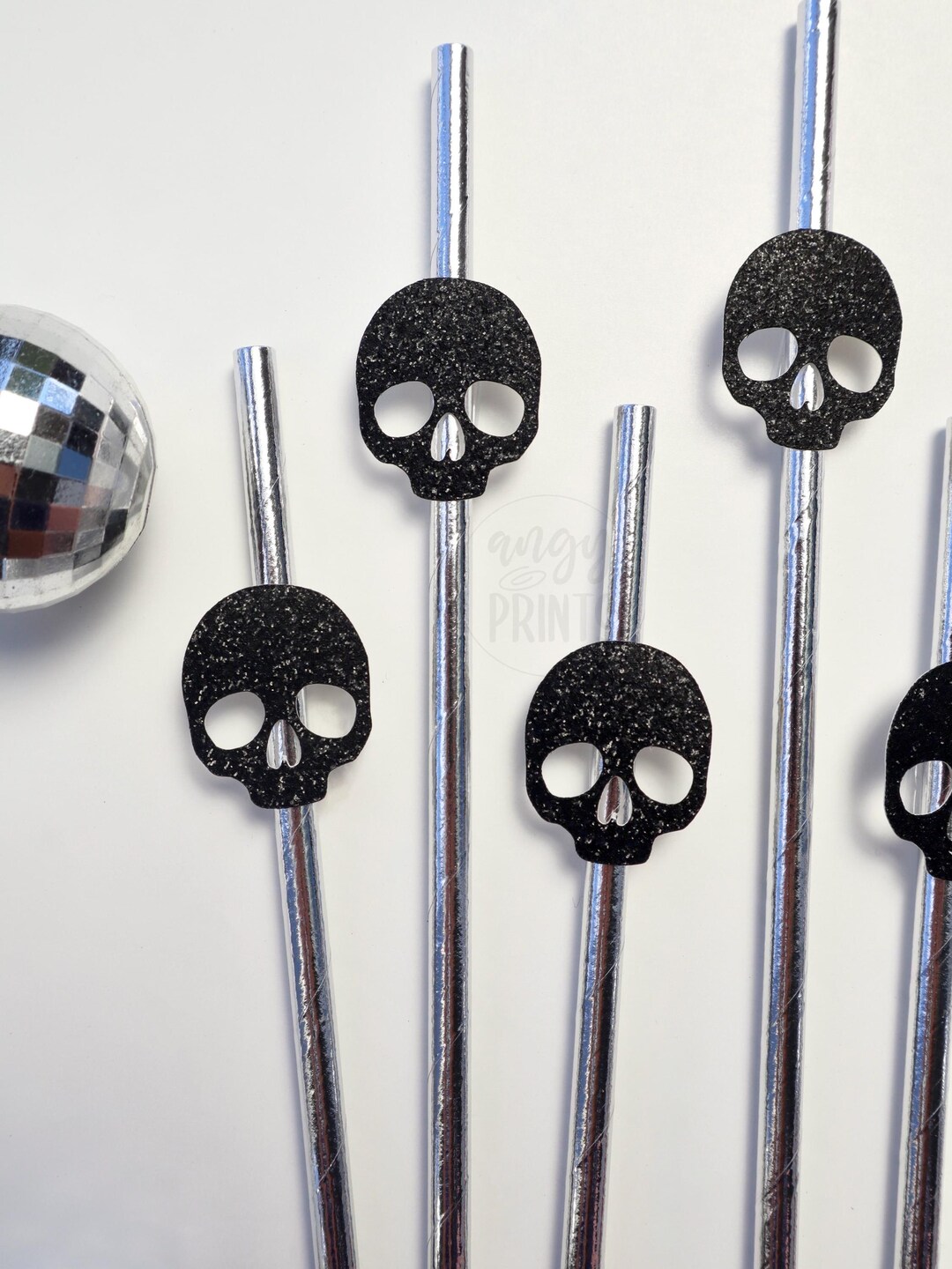 Til Death Do Us Party Glitter Black Skeleton Paper Straws Spooky ...