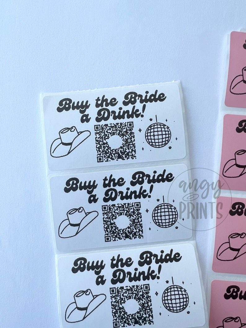 Space Cowgirl Disco Buy the Bride a Drink QR Code Sticker - Etsy