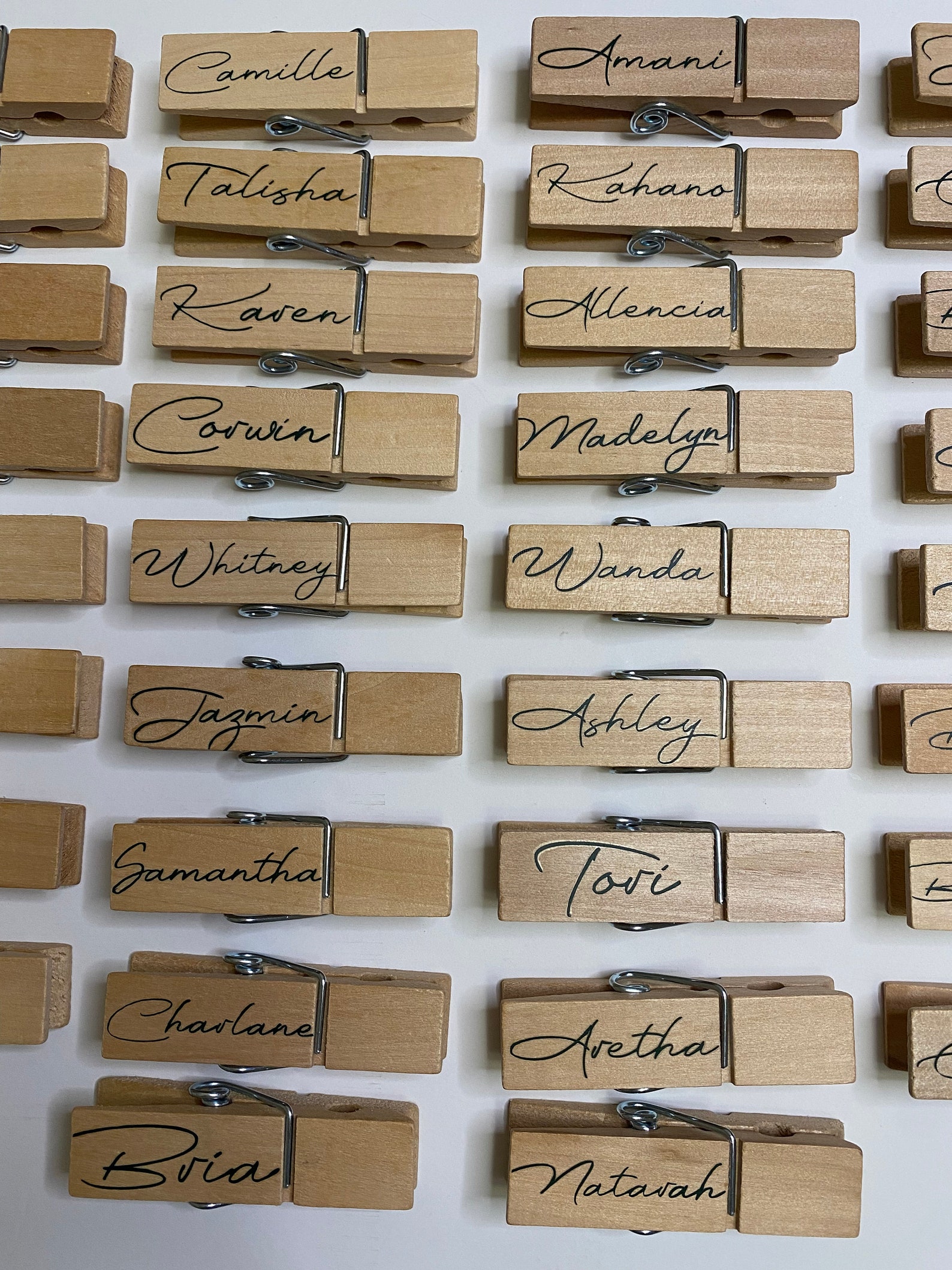 Wooden Clothespin Name Place Card Personalized Dark Green for | Etsy