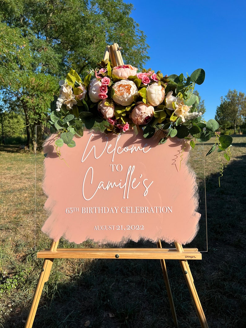 Custom Welcome Sign Acrylic Pink for Birthday, Wedding, Bridal Shower ...
