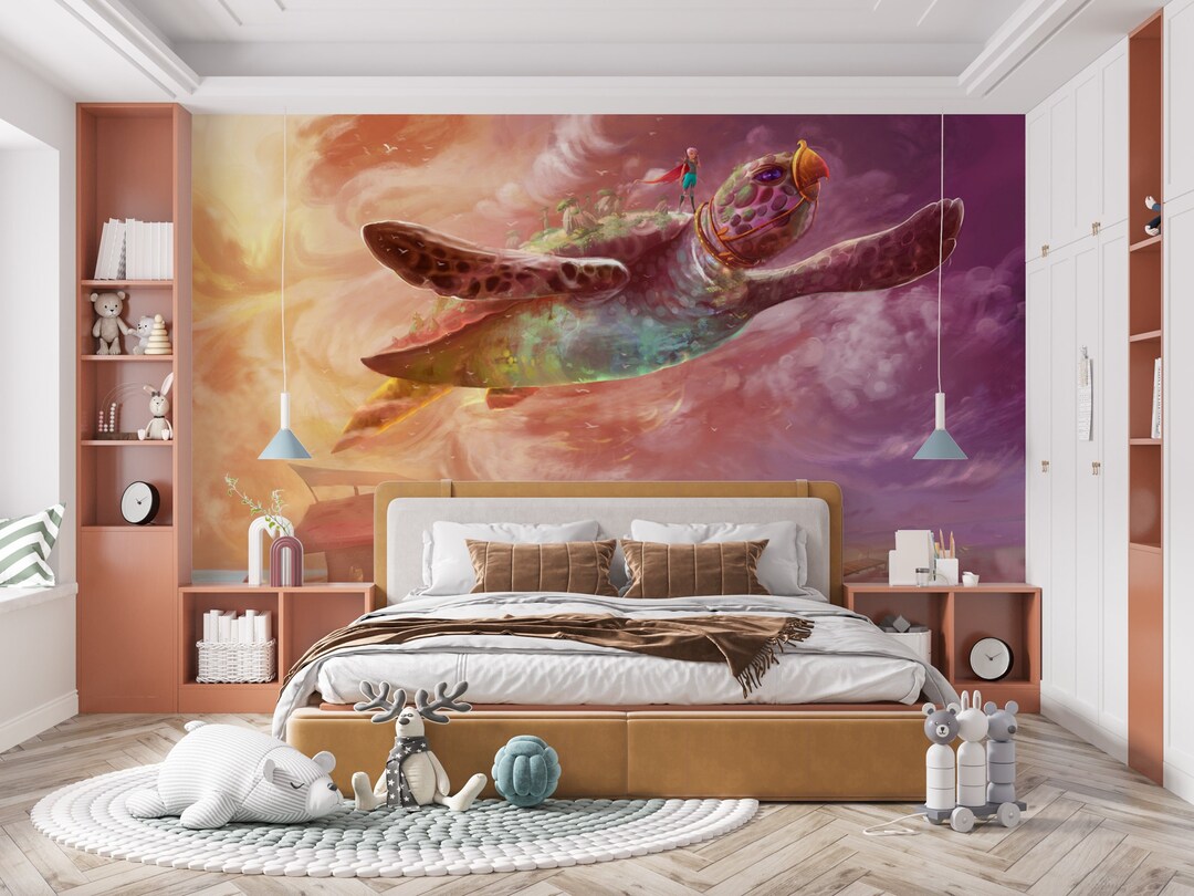 Nursery Wallpaper Magic Wall Mural Fairytale Turtle Peel and Stick ...