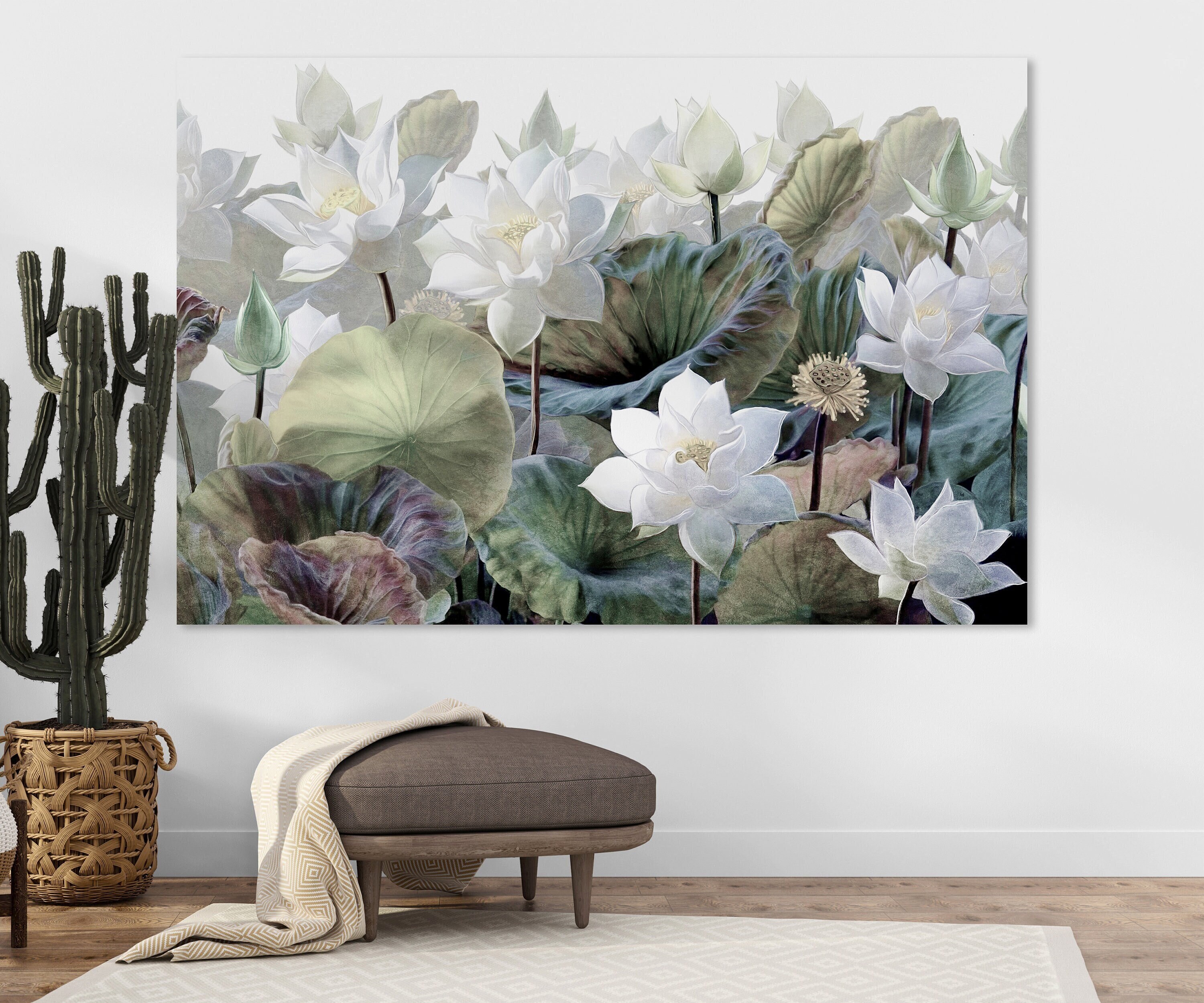 Water Lily Canvas Print Floral Wall Art Zen Print Spa Decor - Etsy