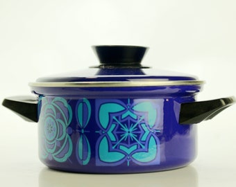 RARE Geithainer Blue White Small Enamel Cookware Pot With Lid - Etsy