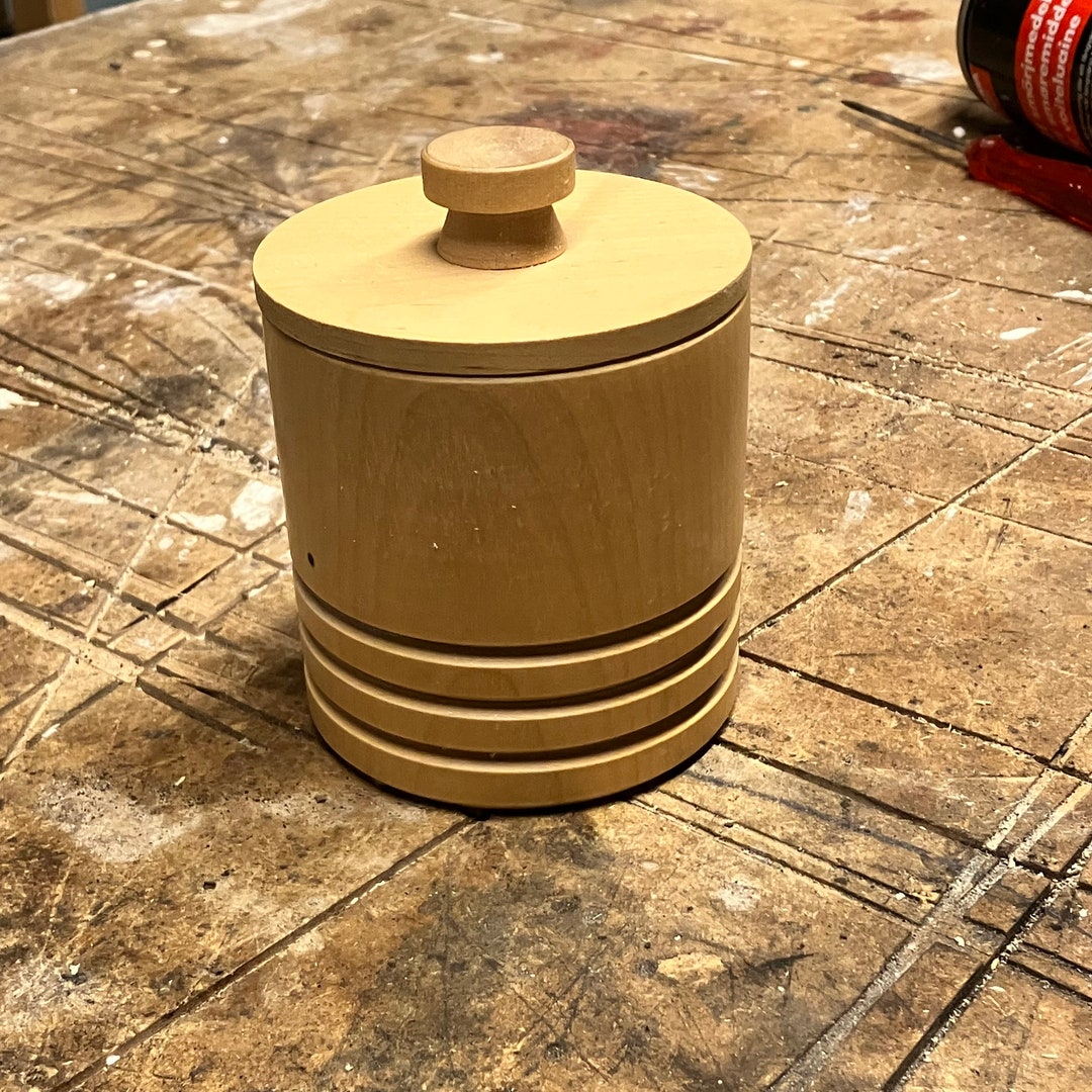 Small Wooden Cylinder Container With Lid. - Etsy