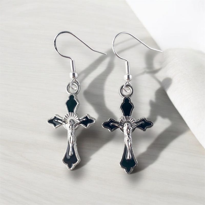 Crucifix Earrings - Etsy