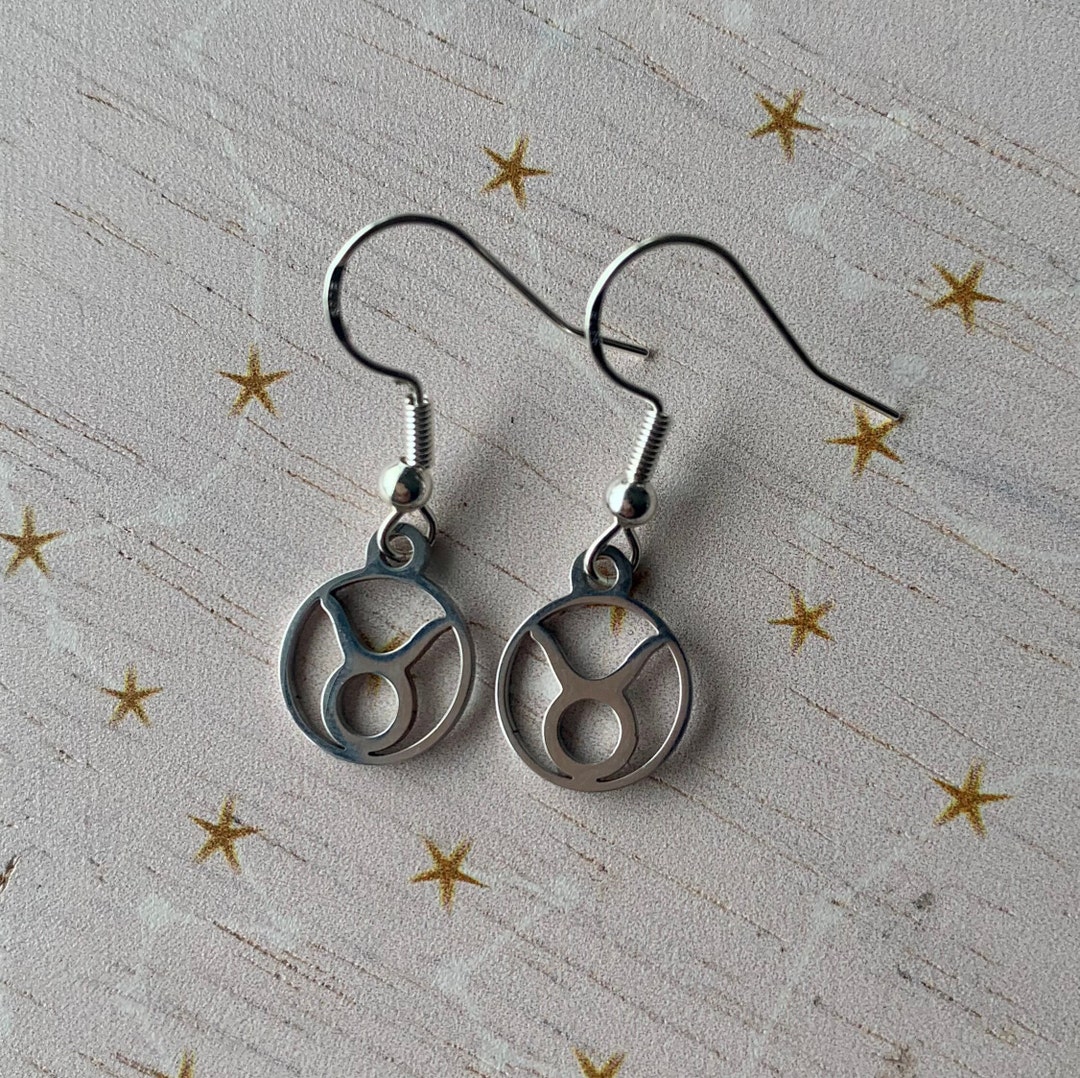 Taurus Zodiac Sign Symbol Dainty Earrings, Astrology Gifts, Birthday ...