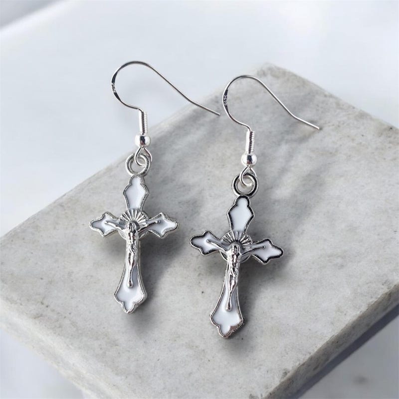Crucifix Earrings - Etsy
