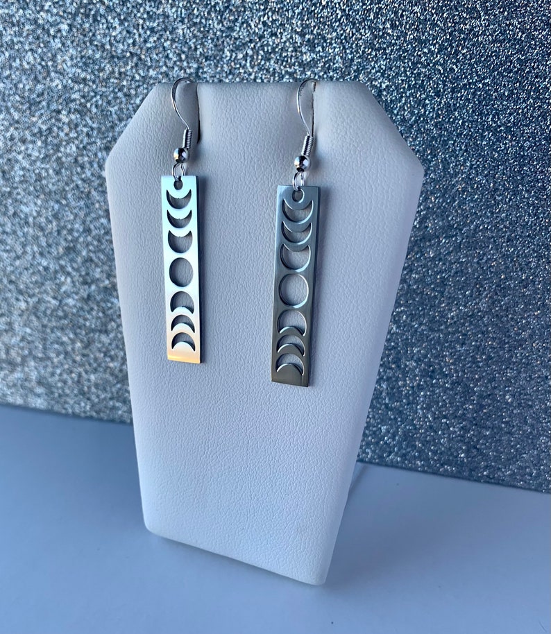 Moon Phase Bar Silver Stainless Steel Earrings, Astronomy Gifts, Gift ...