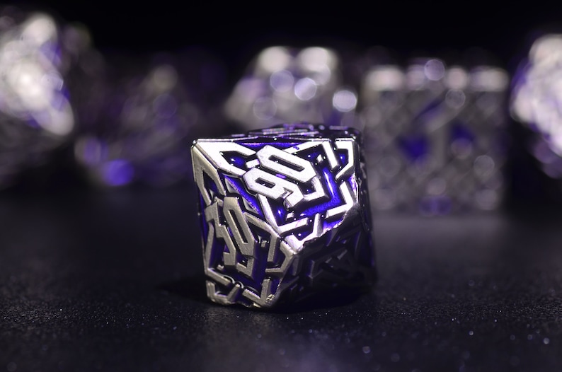 Purple Arcane Runic Metal Dice Set Weighted Dnd Dice - Etsy