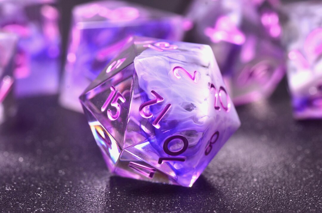 Fantasy Lila Purple Dice Set – Lavender Dnd Dice,resin Sharp Edge Dice ...