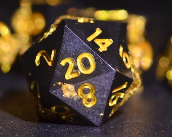 Hades Black Gold Red Transparent Handmade Resin Sharp-edge Dice Set Dnd ...