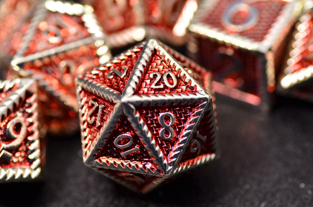 D&D Red Dragon Scale Metal Dice| Red Aluminum Gloss Dice | Dungeons and ...