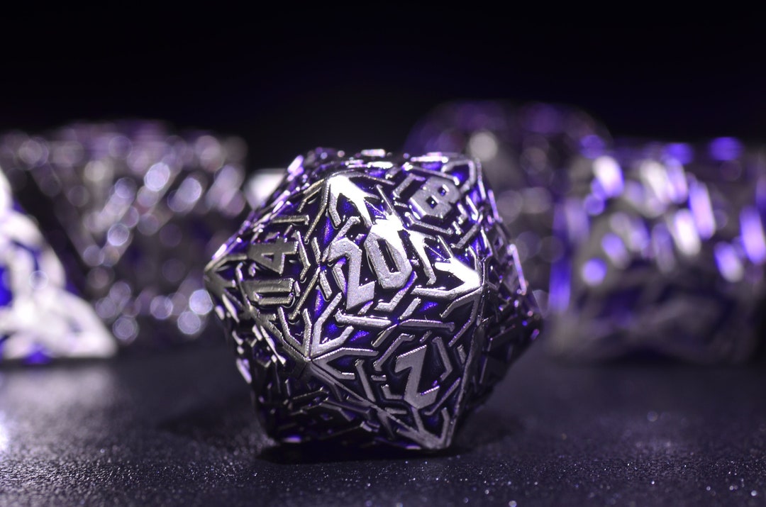 Purple Arcane Runic Metal Dice Set - Weighted Dnd Dice Set With ...