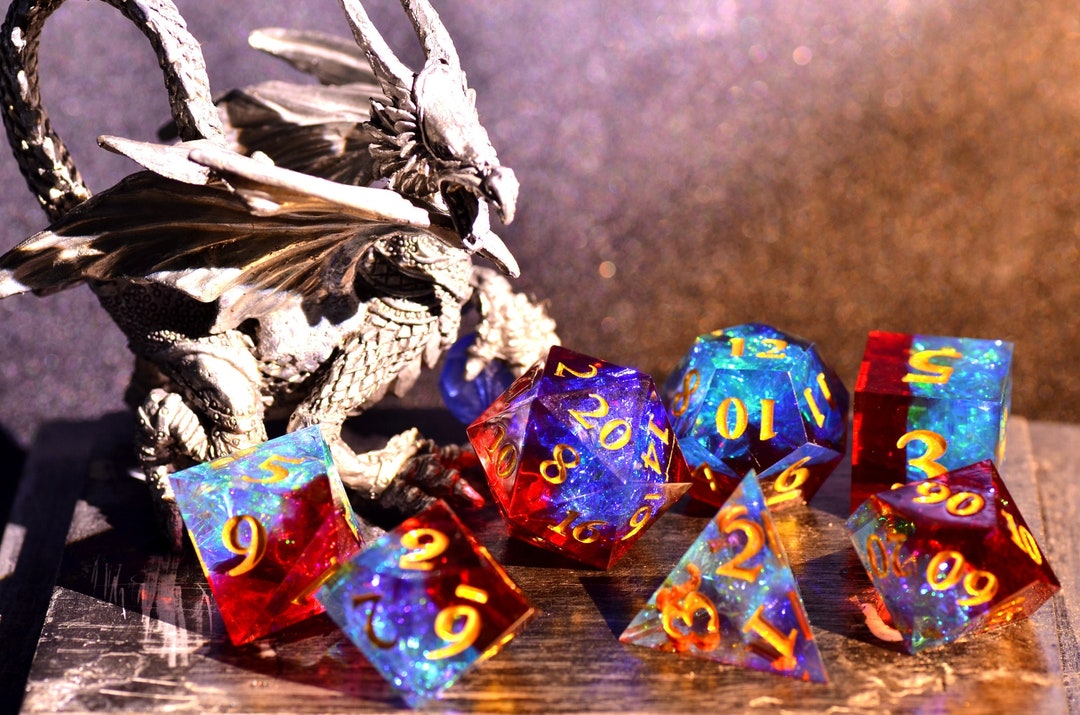 Blood Red Cyber Dice Set | Dungeons and Dragons Wizard Dice Set | Resin ...