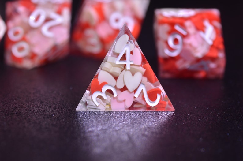 Red Heart DND Dice Set Polyhedral Sharp Edge Resin Dice for - Etsy