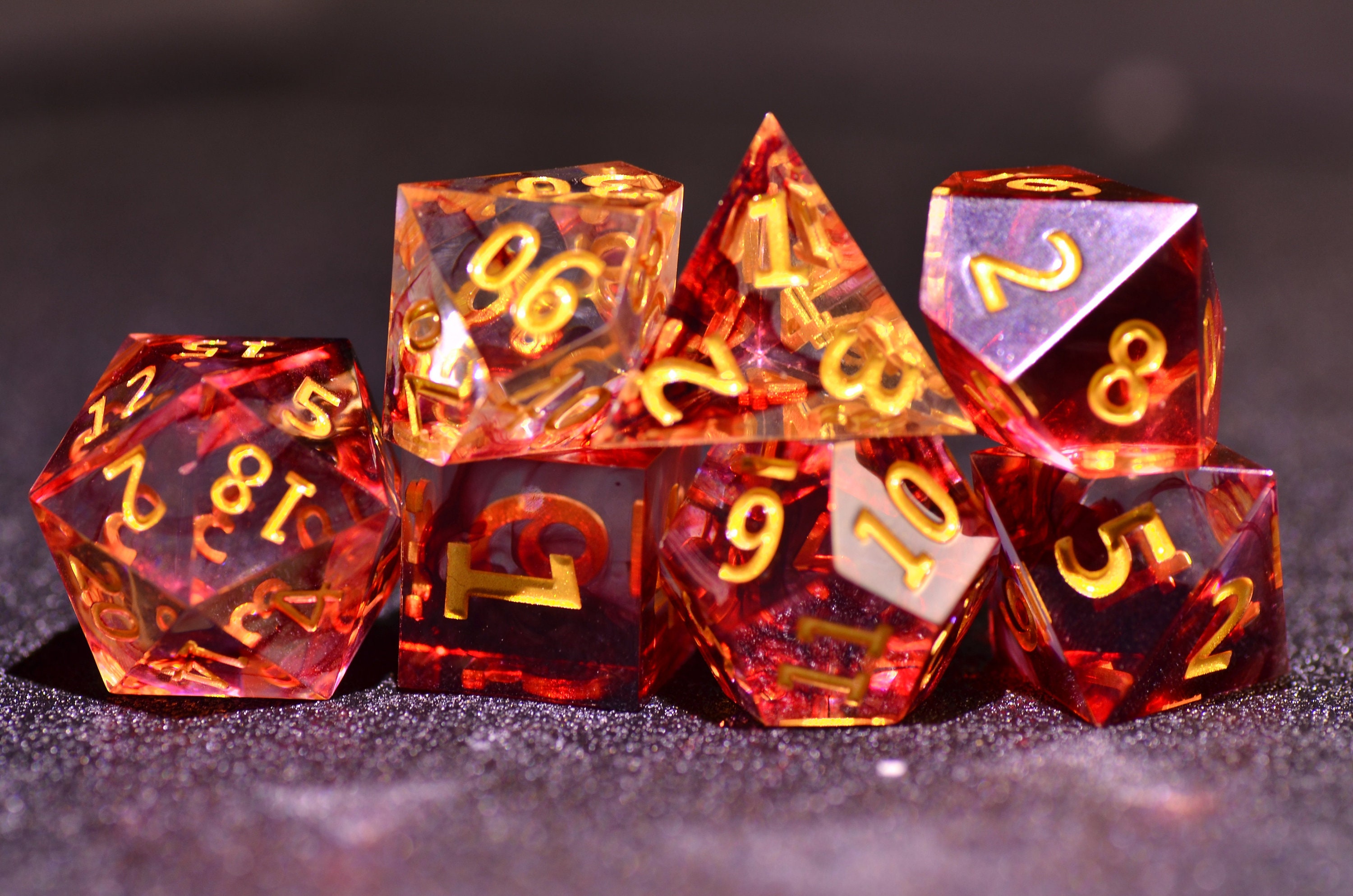 Dragon Flame Dice Translucent blood red dice polyhedral | Etsy