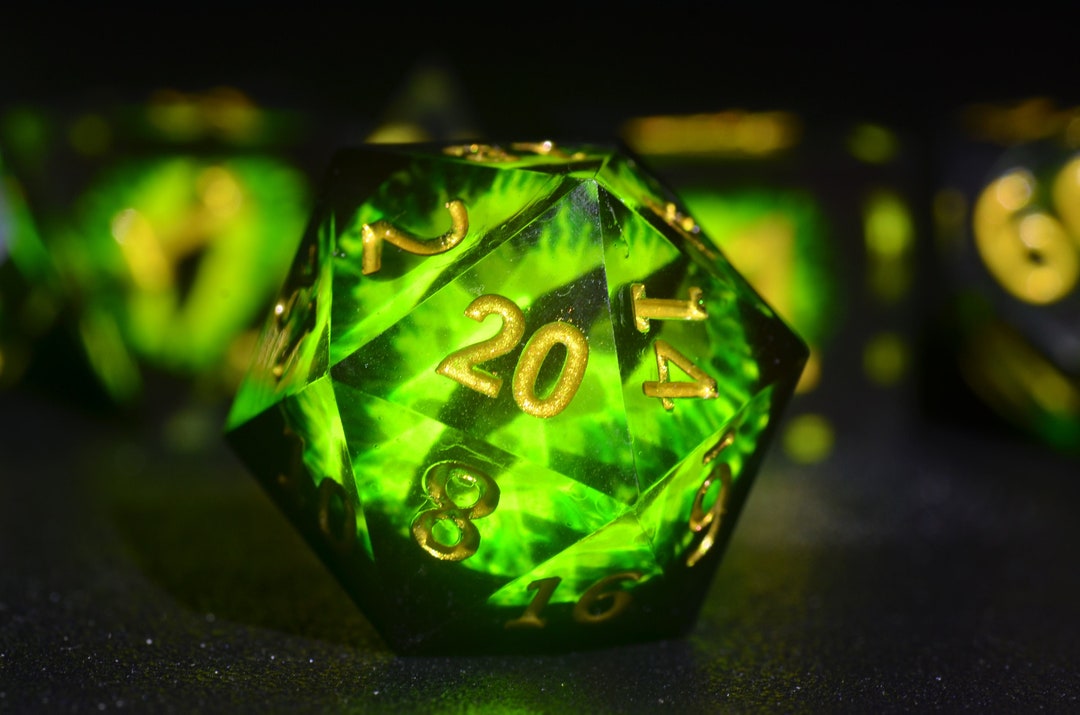 Green Dragon Eye Dice, DND Necromancer Dice,d&d Resin Dice Set | Sharp ...