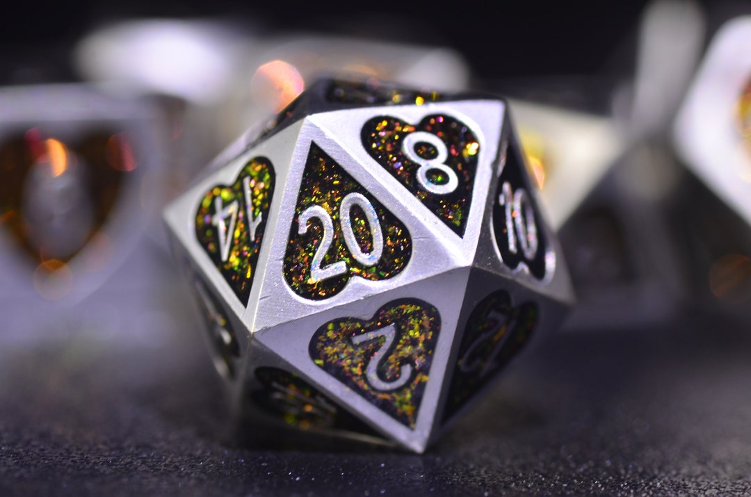 DND Heart Metal Dice Set Spirit of Tree Elf D&D Diceglitter - Etsy