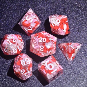 Red Heart DND Dice Set - Polyhedral Sharp Edge Resin Dice ,valentine's ...