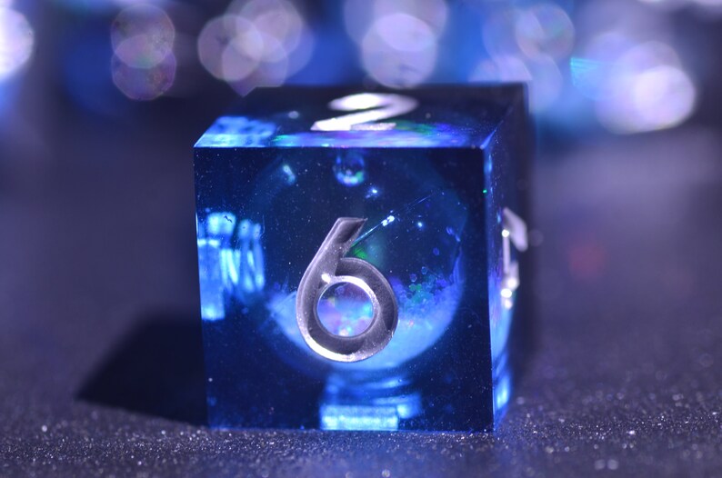 Mystic Depths Dice Set: Dark Blue Liquid Core, Sharp Edge DND Dice - Etsy