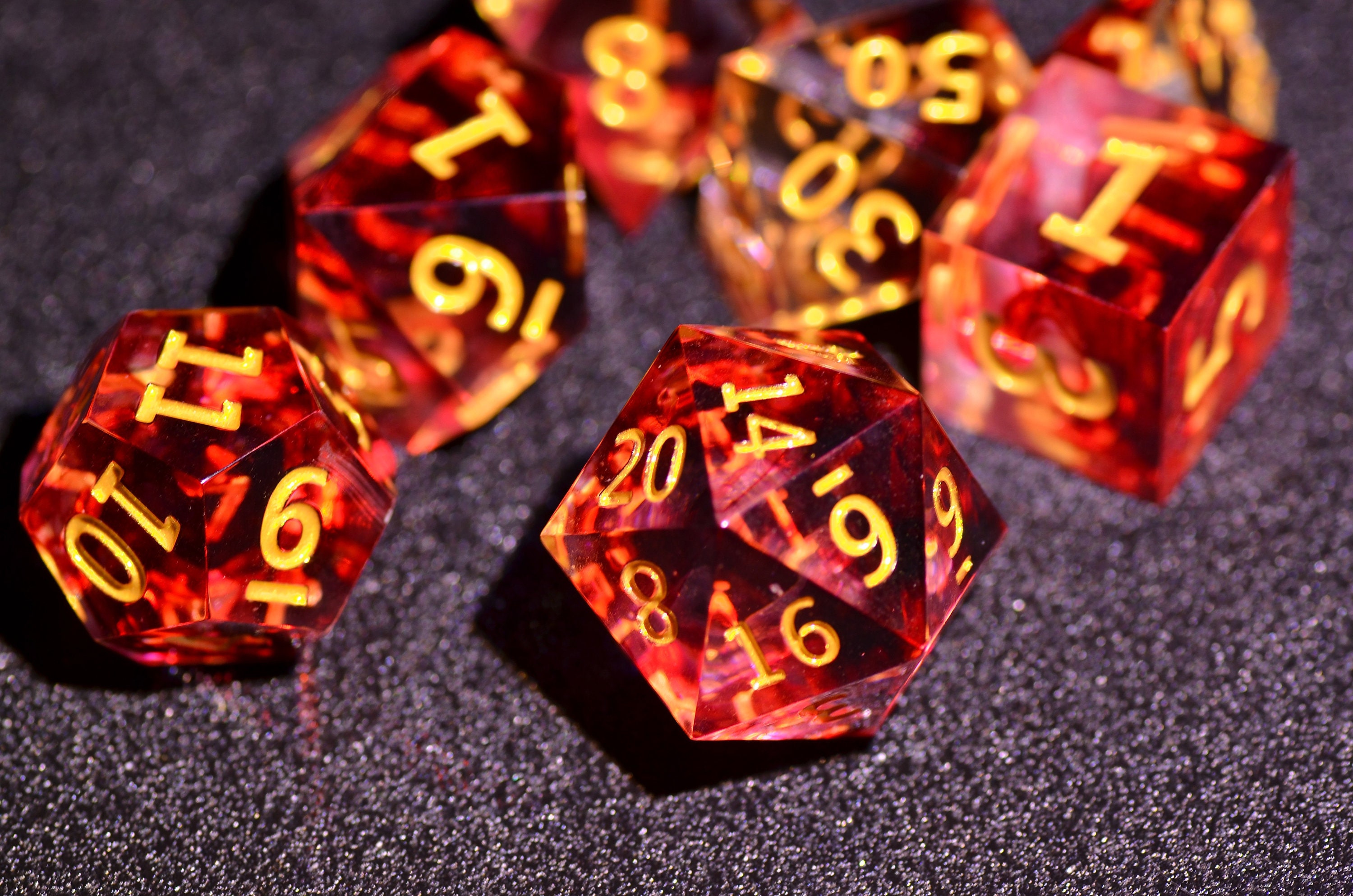 Dragon Flame Dice Translucent blood red dice polyhedral | Etsy
