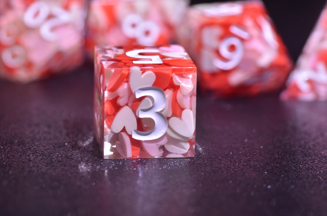 Red Heart DND Dice Set - Polyhedral Sharp Edge Resin Dice ,valentine's ...