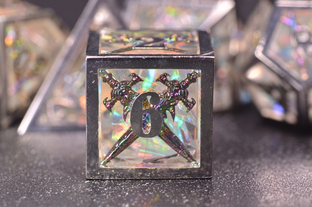 Paladin Sword DND Dice, Illusion Resin Metal Dice Set,sharp Edge ...