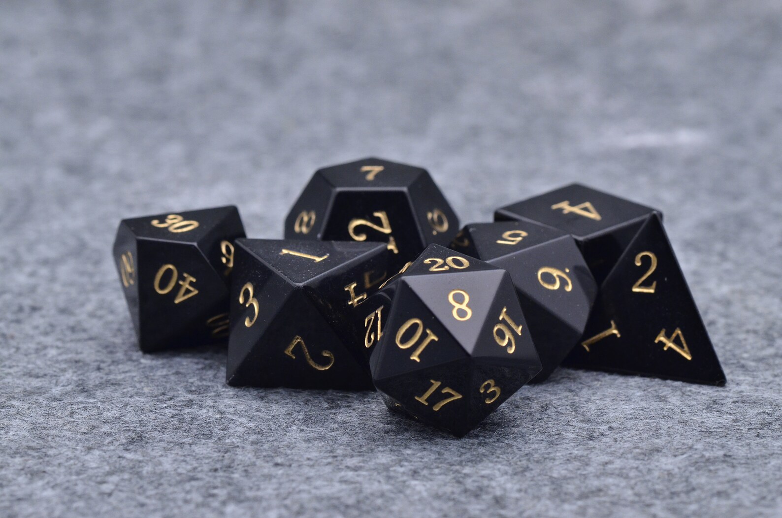 D&D Obsidian Dice Set Premium Black Polyhedral Dice for - Etsy