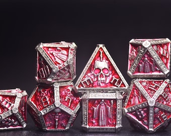 Purple Wizard Metal Dice Set Necromancer Dice, Skeleton Mage Dice ...