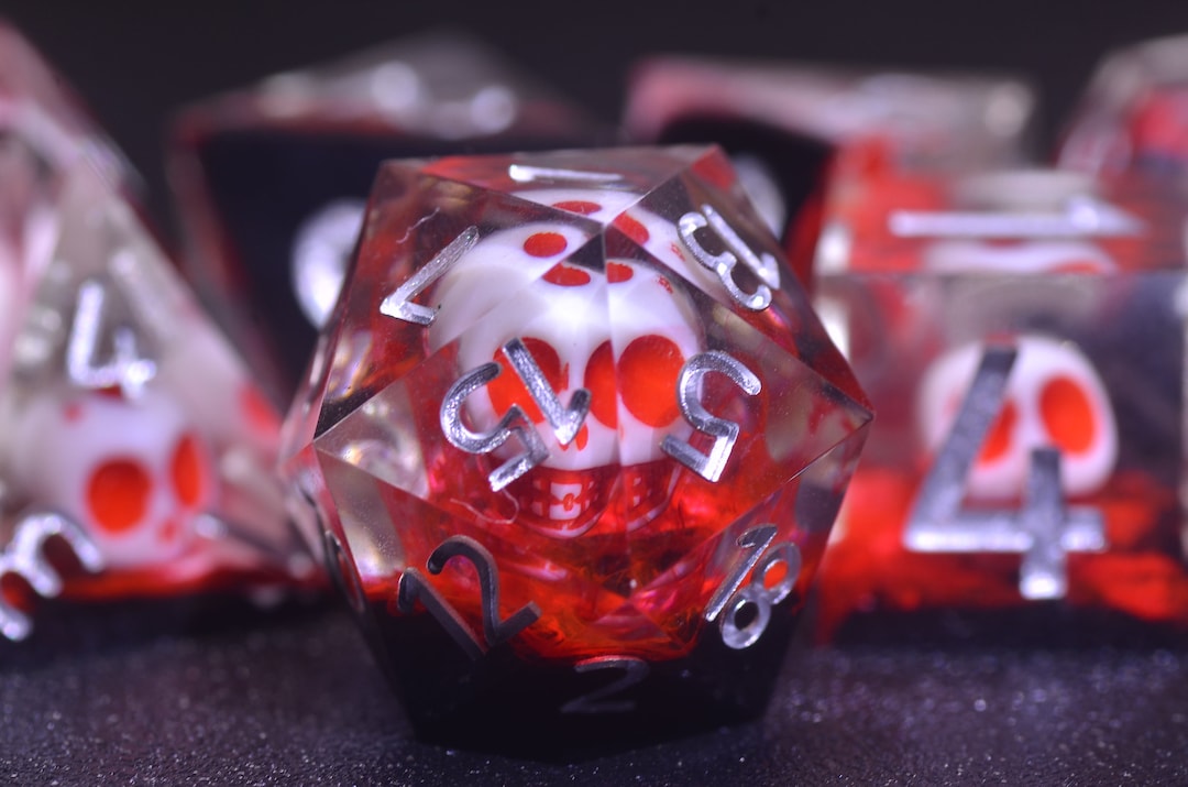 Blood Red Skull Dice, DND Necromancer Dice,red Ghost Skull Dice Set,transparent Green D&D Dice ...