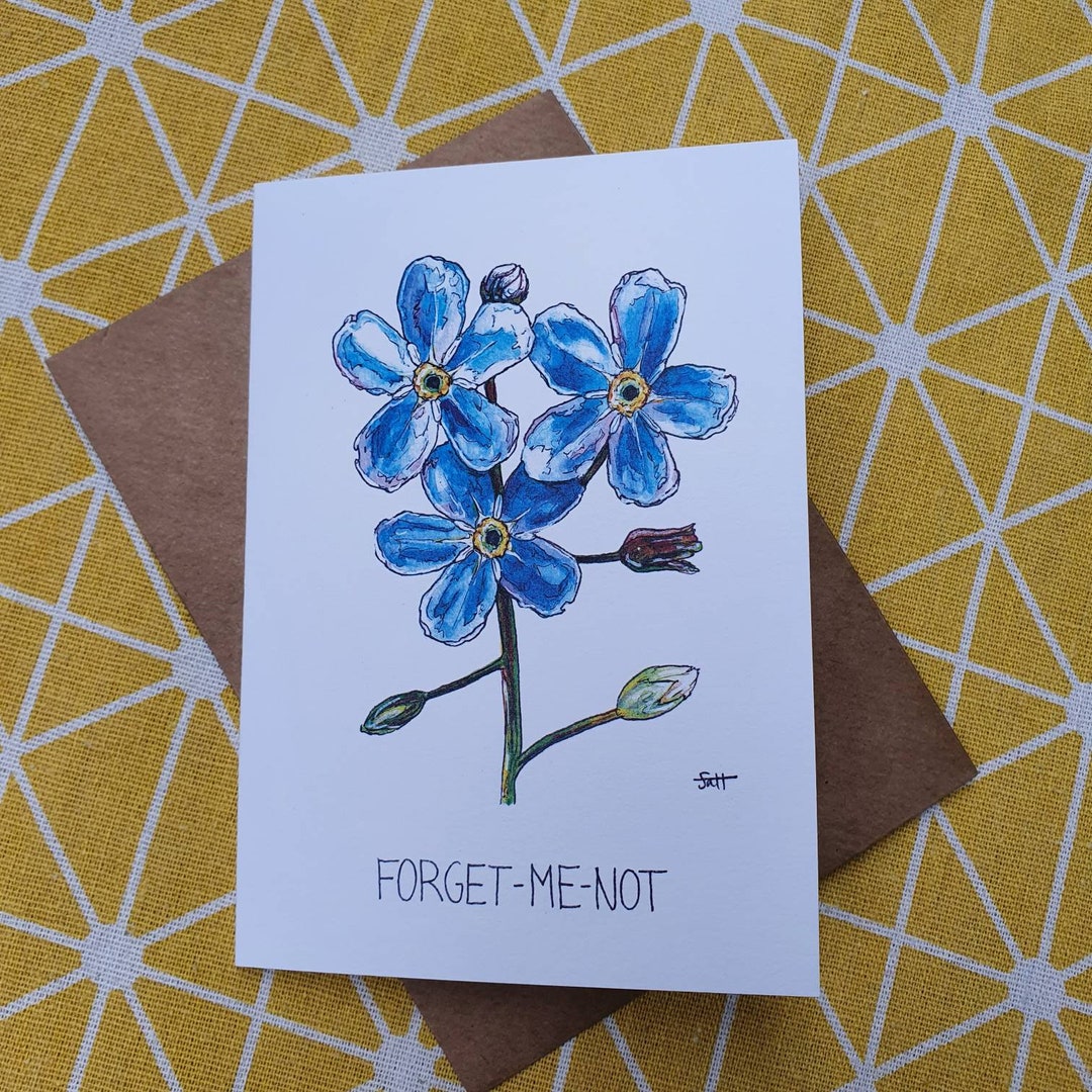 Forget-me-not Greetings Card Art Card Notecard Mini Print - Etsy UK