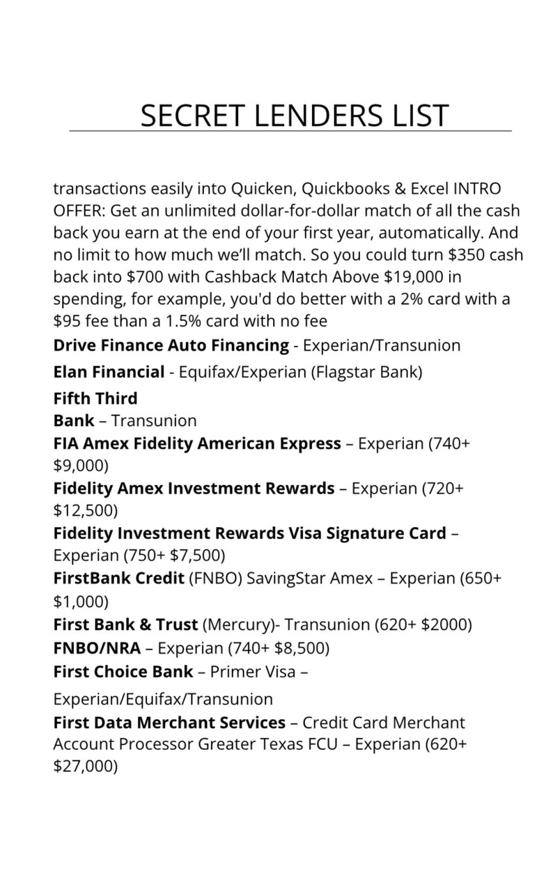 Lenders List Personal Business Credit Loan Approvals Pdf - Etsy