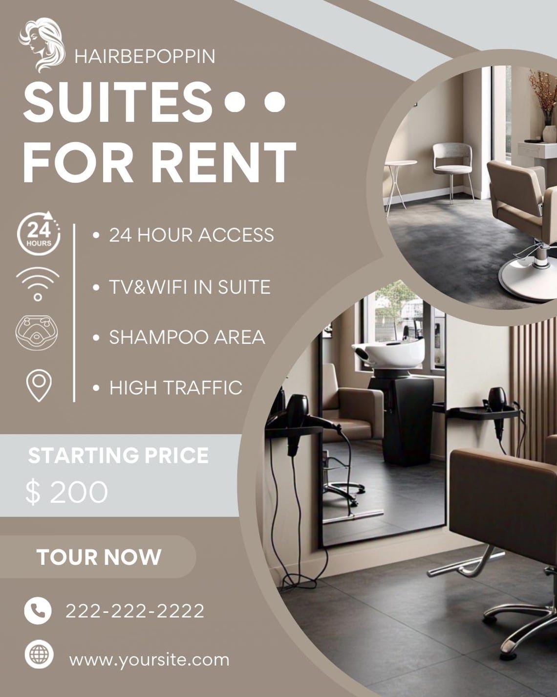 Editable 10-pack Salon Suite Rental Flyers | Canva Templates | Promote ...