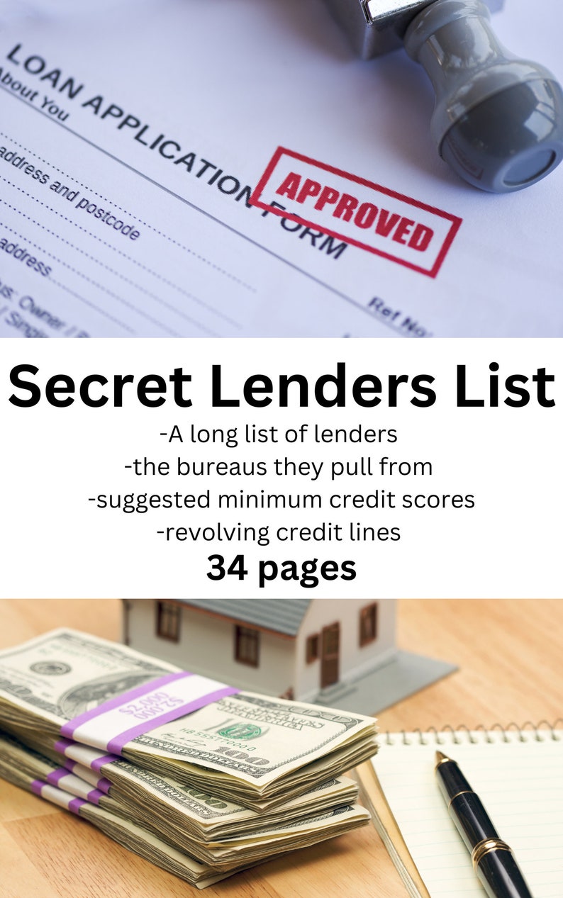 Lenders List Personal Business Credit Loan Approvals Pdf - Etsy