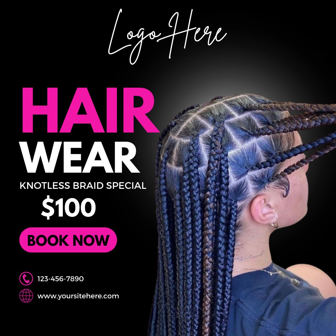 Knotless Braid Special Flyer Template - Etsy