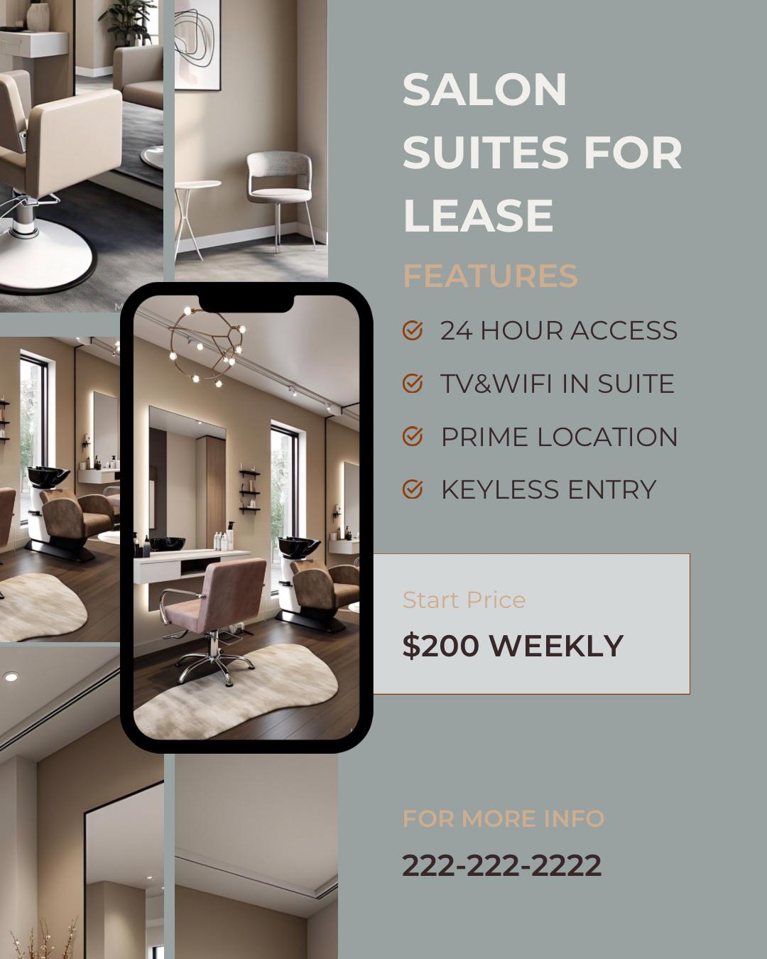 Editable 10-pack Salon Suite Rental Flyers | Canva Templates | Promote ...