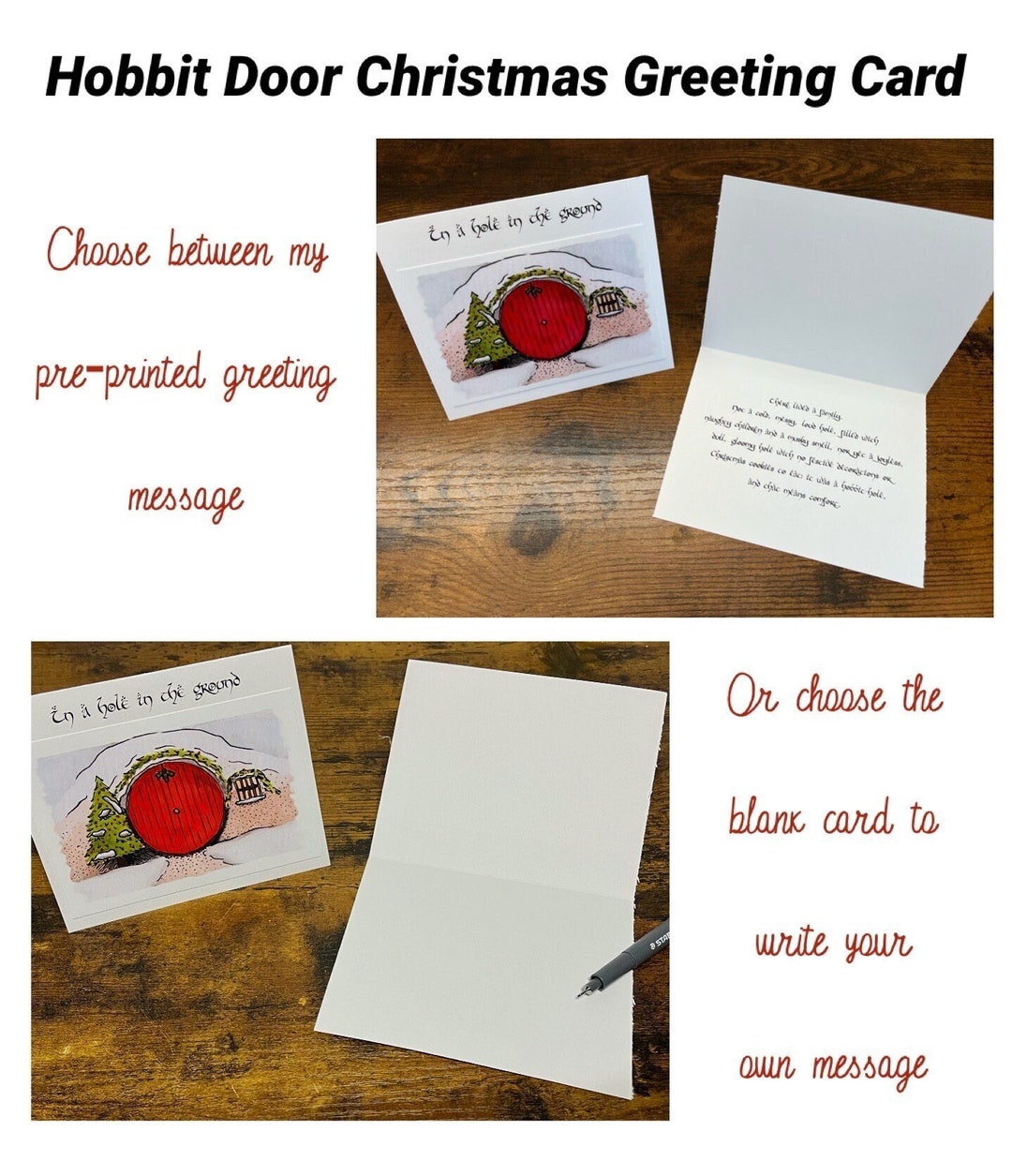 Christmas Hobbit Door Greeting Card- 1 Card & Envelope per Order - Etsy