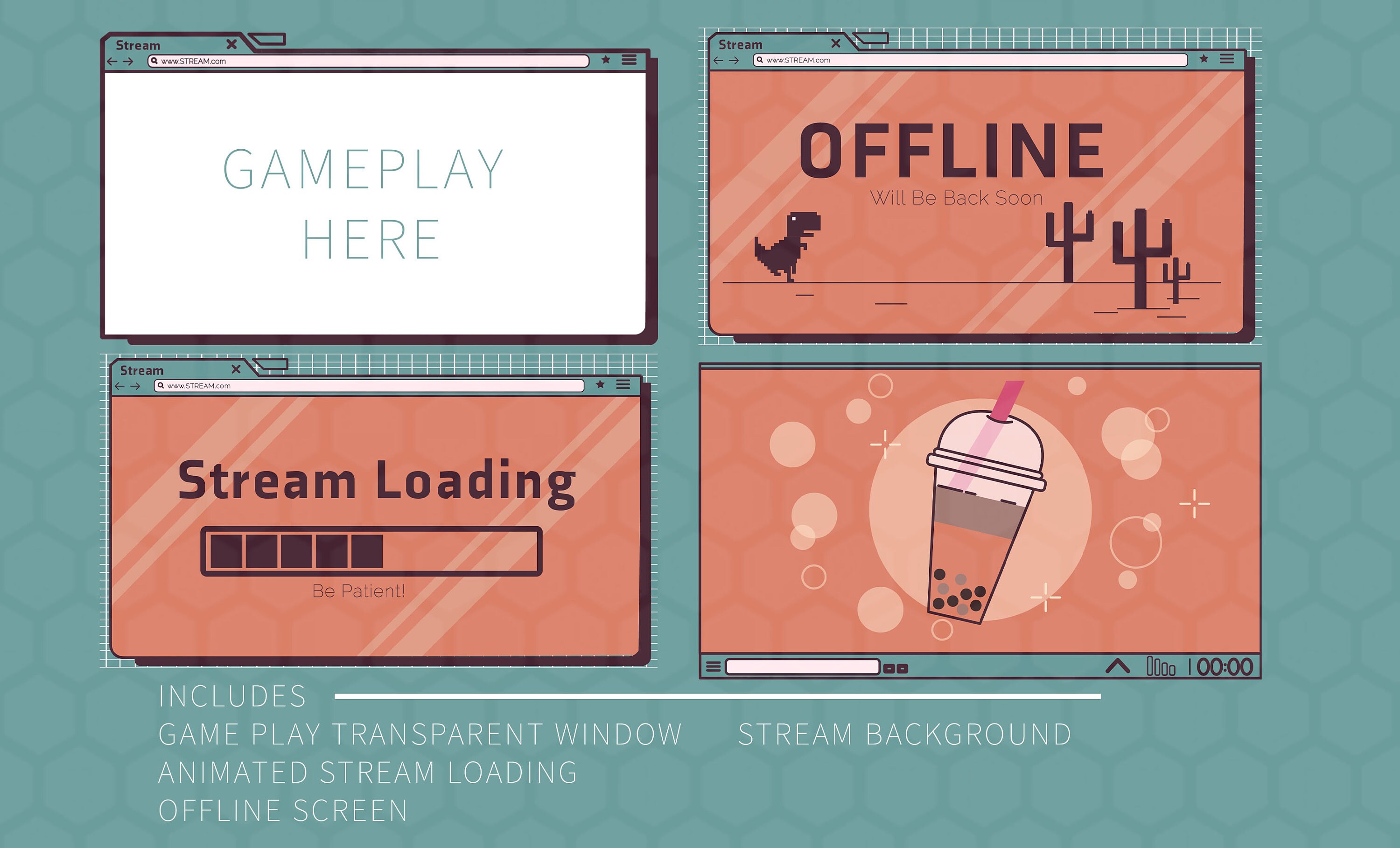 Retro Boba Computer Themed Twitch Overlay Packet - Etsy