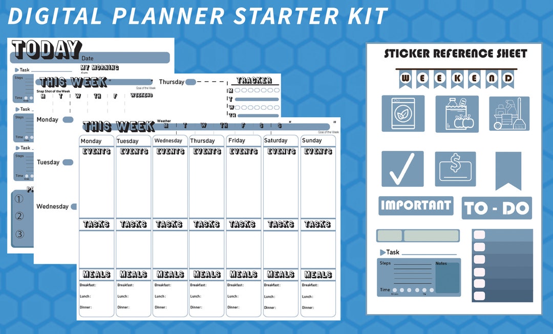 Digital Planner Starter Kit! (blue Theme) - Etsy