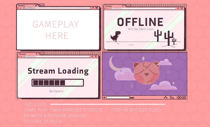 Retro Cute Computer Themed Twitch Overlay Packet - Etsy