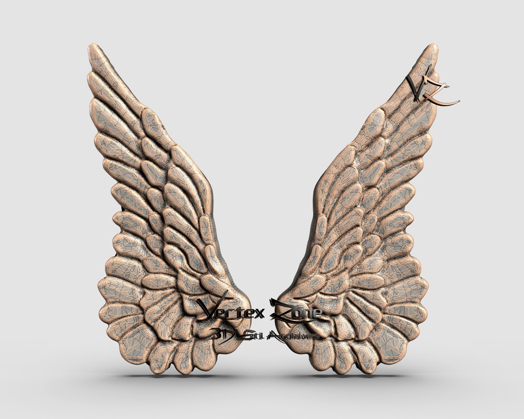 Angel Wings, 3D STL Model for Cnc Users, CNC Router Engraver, V-carve ...