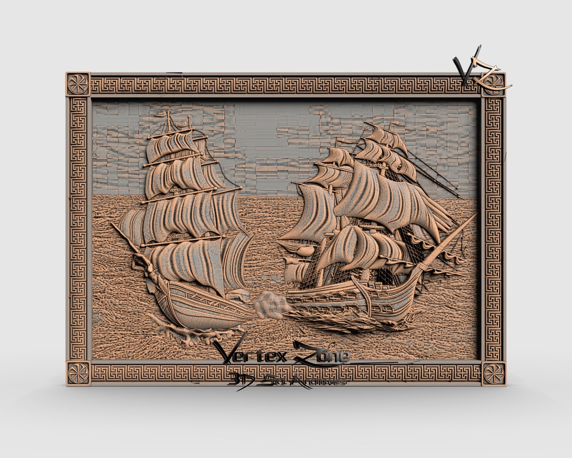 Ships Between the Waves 3D STL Model for Cnc Users CNC | Etsy