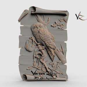Owl, 3D STL Model for Cnc Users, CNC Router Engraver, V-carve, Artcam ...